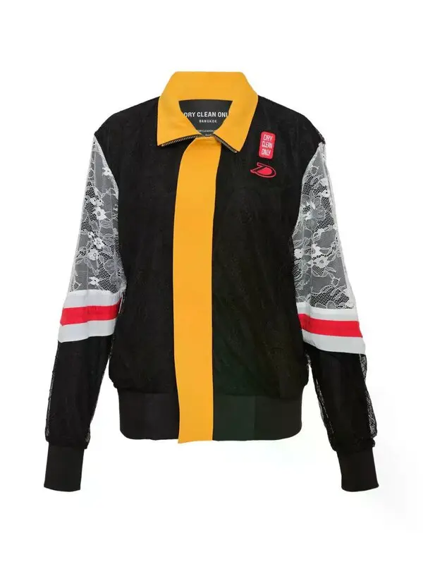 DRY CLEAN ONLY Lace-panelled Varsity Jacket