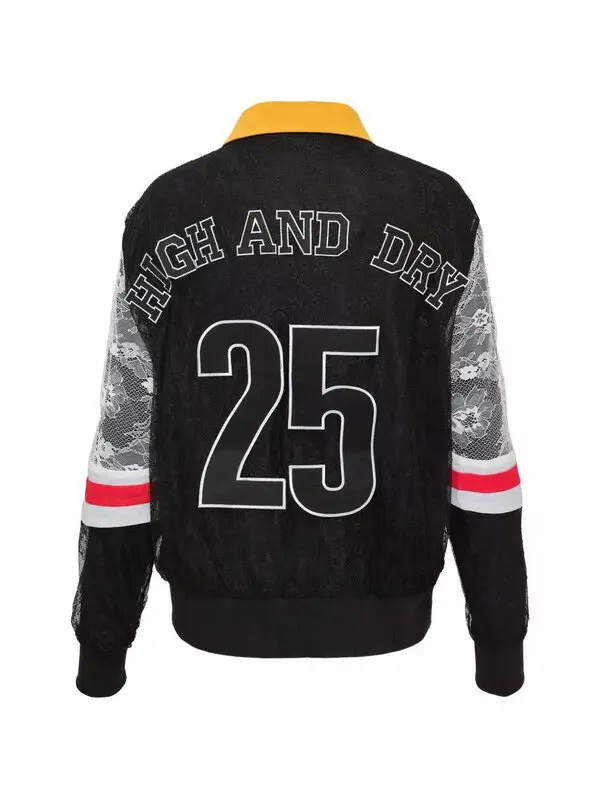 DRY CLEAN ONLY Lace-panelled Varsity Jacket