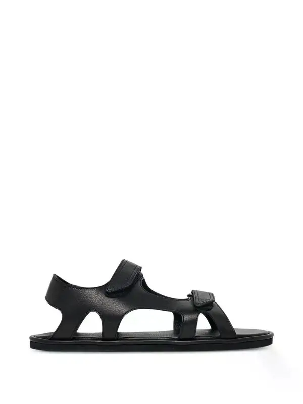 Auralee Double-touch Strap Leather Sandals - Black