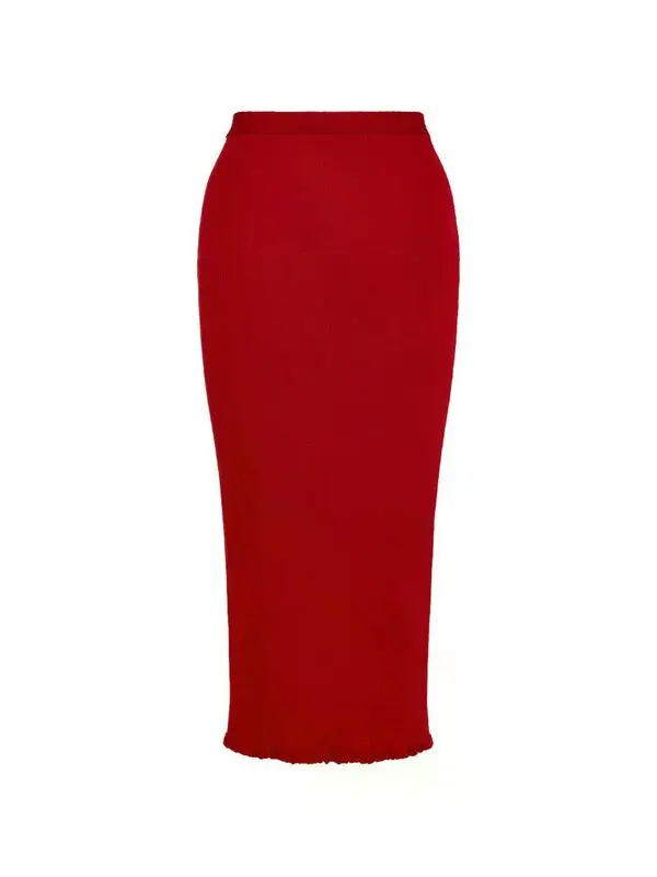 MAISON MARGIELA Ribbed Knit Midi Skirt - Red