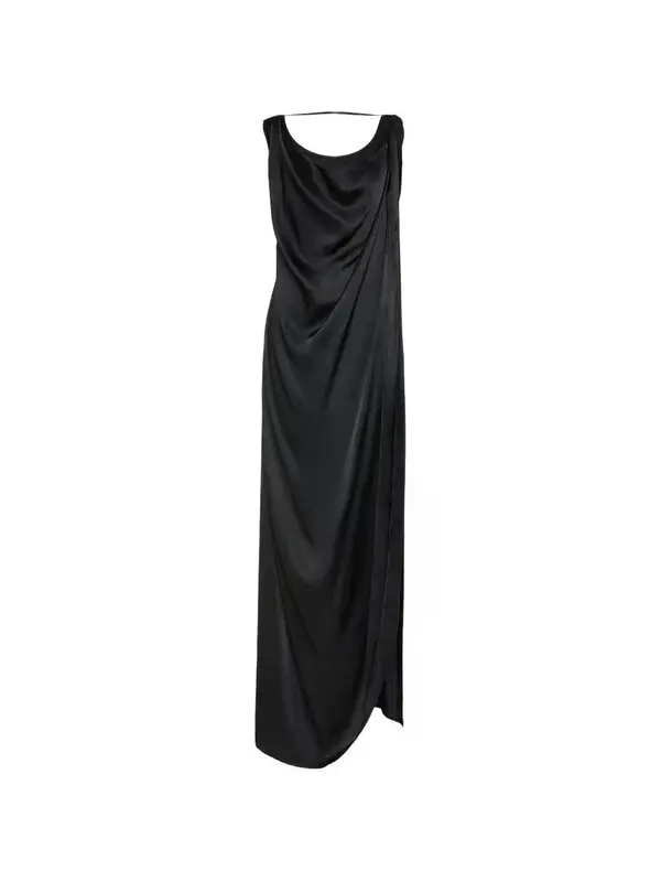 MAISON MARGIELA Satin Draped Maxi Dress - Black