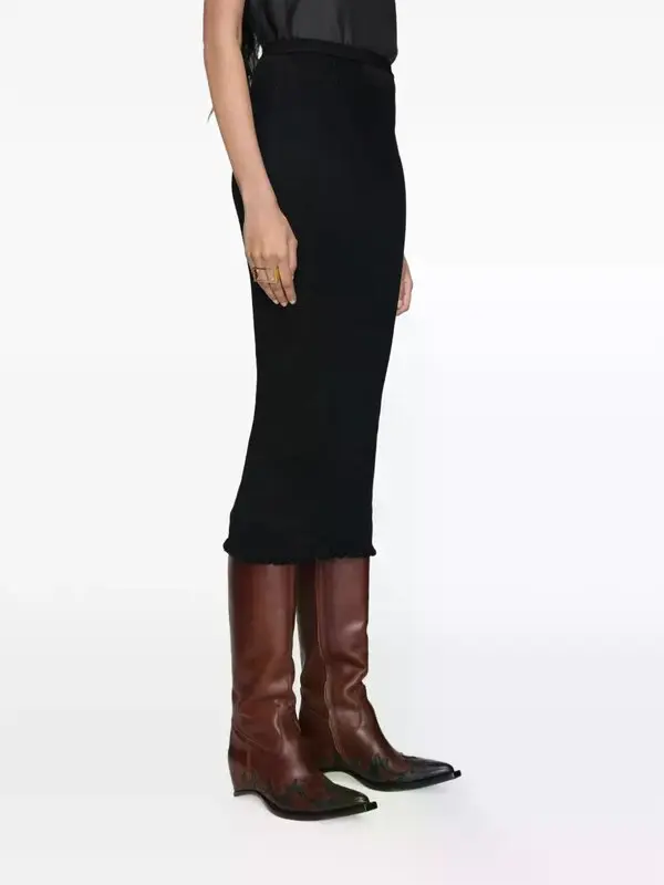 MAISON MARGIELA Twisted Hem Ribbed Knit Midi Skirt
