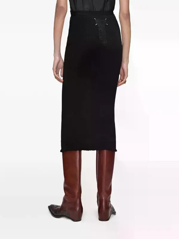 MAISON MARGIELA Twisted Hem Ribbed Knit Midi Skirt