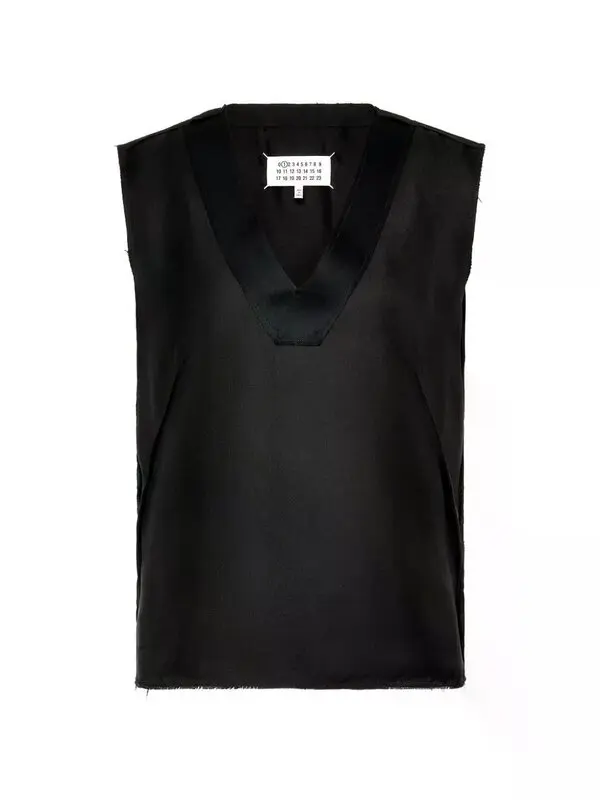 MAISON MARGIELA Bonded Creases Sleeveless V-neck Top - Black