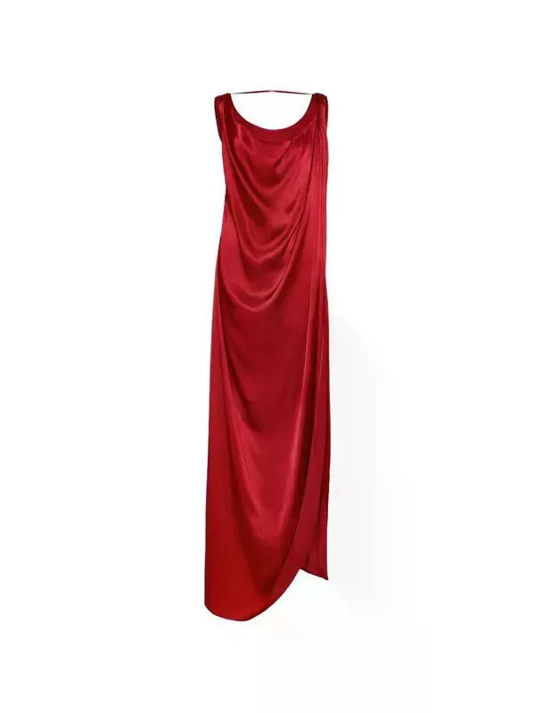 MAISON MARGIELA Draped Satin Maxi Dress - Red