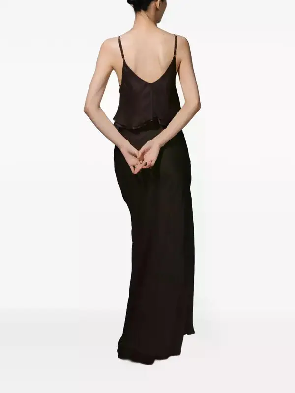 YANGKEHAN Silk Satin Draped Top