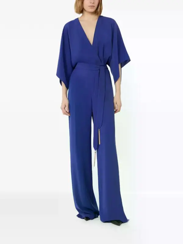 Max Mara V-neck Jumpsuit With Kimono Sleeves And Tassel Detail