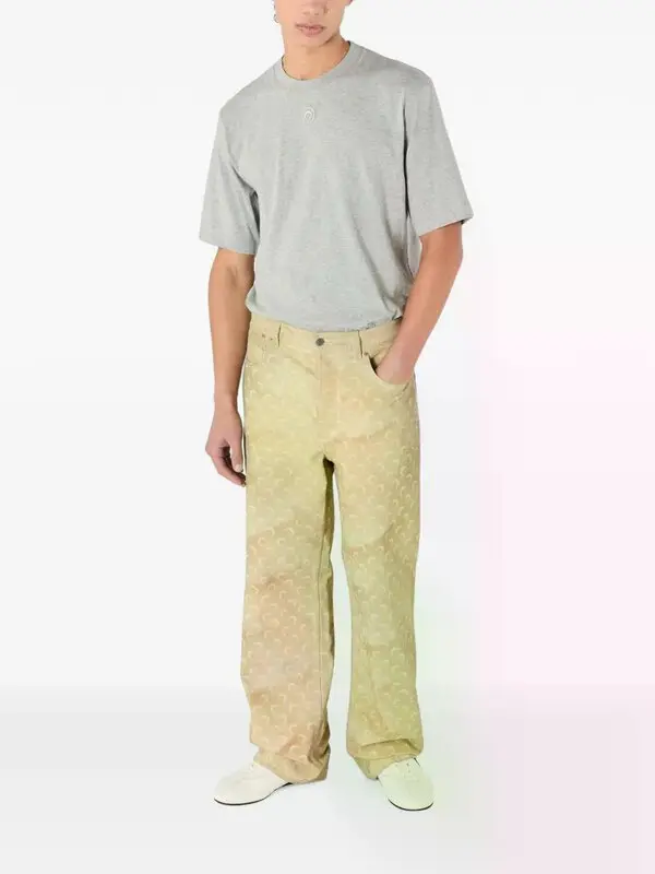 MARINE SERRE Moon Print Faded Jeans - Neutrals
