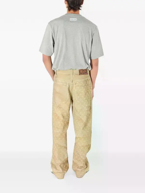 MARINE SERRE Moon Print Faded Jeans - Neutrals