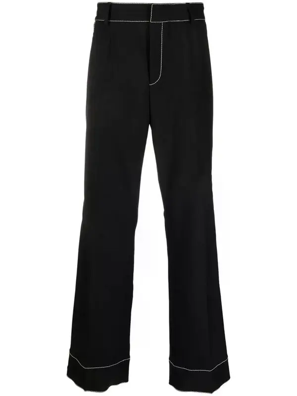 MARINE SERRE Contrast Stitching Straight-leg Trousers