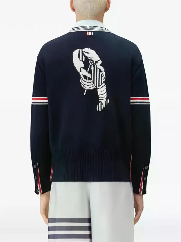 Thom Browne Lobster Intarsia Knit Cardigan