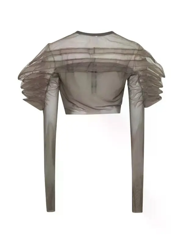 Rick Owens Sheer Ruffled Top - Brown