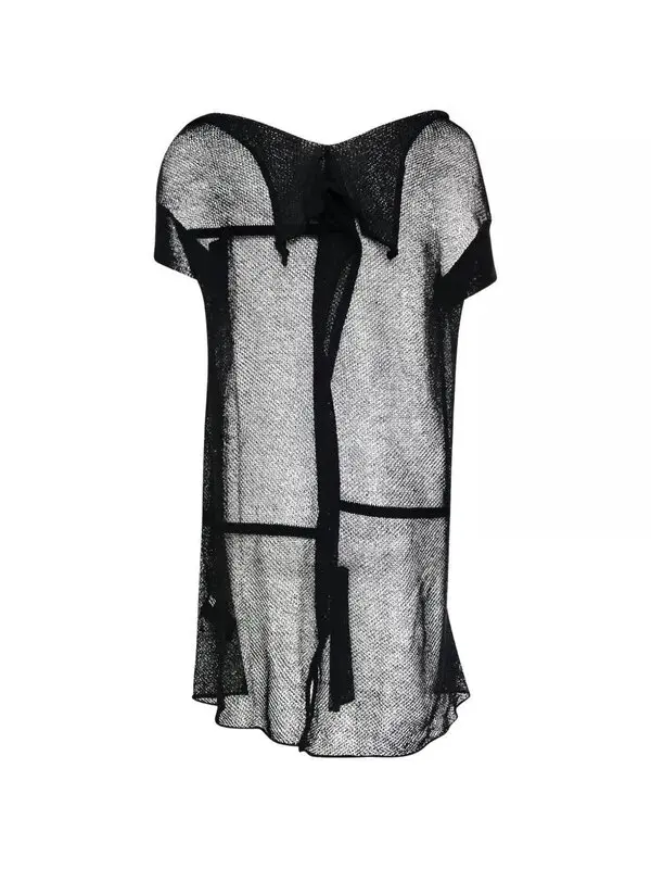 Yohji Yamamoto Asymmetric Collar Mesh Knit T-shirt - Black
