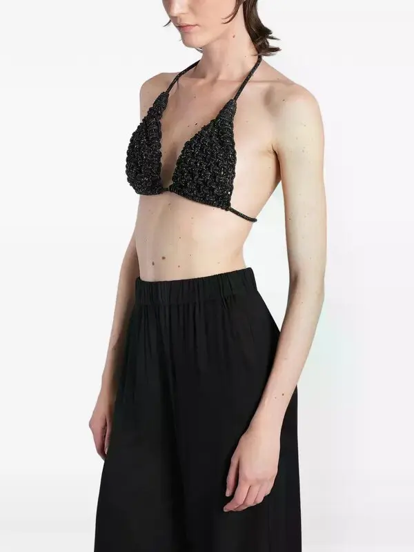 HIBOURAMA Diamond Crystal-embellished Halterneck Top