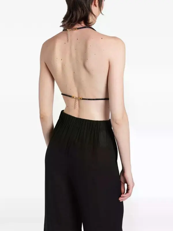 HIBOURAMA Diamond Crystal-embellished Halterneck Top