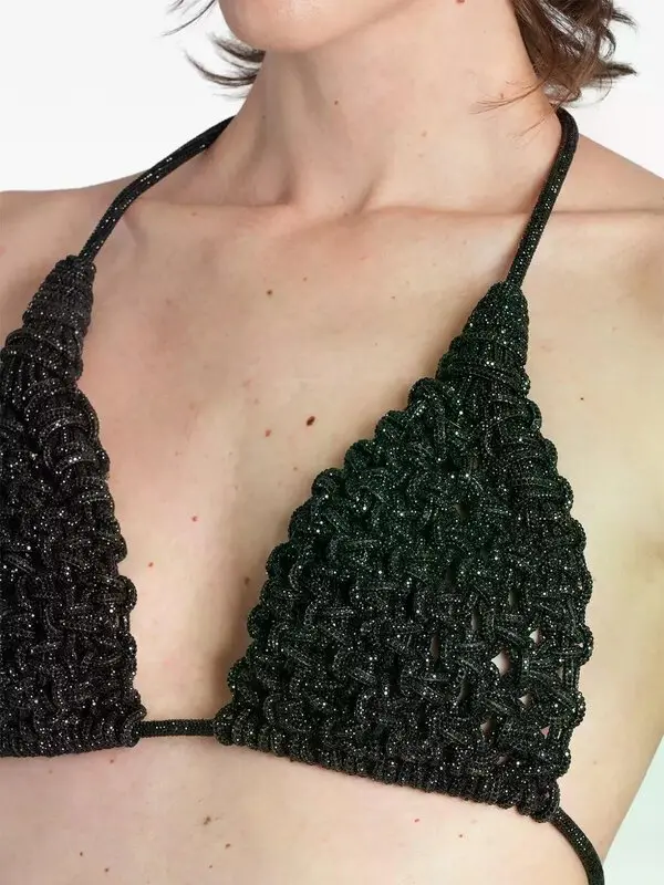 HIBOURAMA Diamond Crystal-embellished Halterneck Top