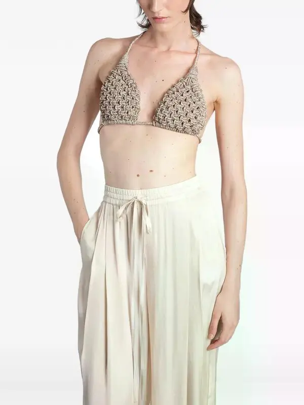 HIBOURAMA Diamond Crystal-embellished Halterneck Top