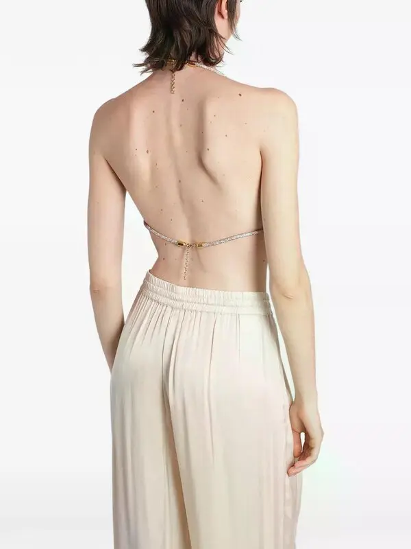 HIBOURAMA Diamond Crystal-embellished Halterneck Top