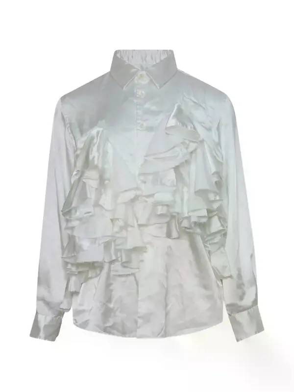Comme Des Garçons Ruffled Satin-finish Shirt - White