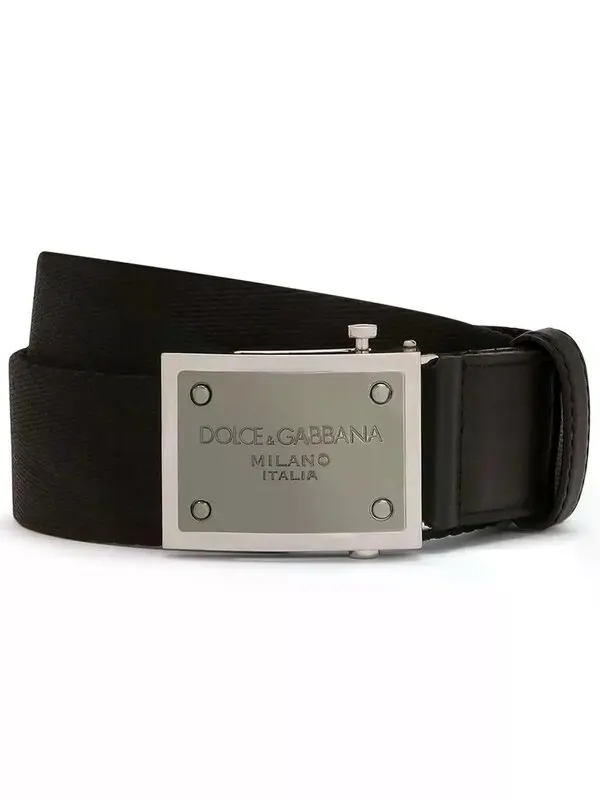 Dolce & Gabbana Logo Buckle Leather Belt - Black