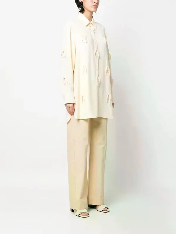 Viktor & Rolf Cream White Bow Detail Button-front Shirt
