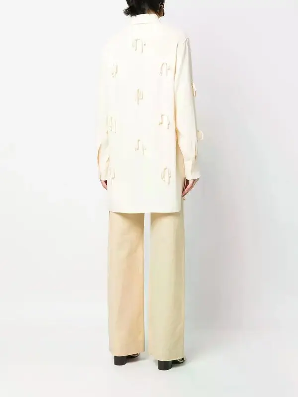 Viktor & Rolf Cream White Bow Detail Button-front Shirt