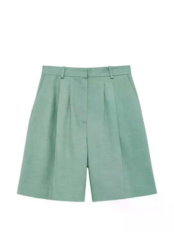 ANINE BING Bryson Pleated Shorts - Green