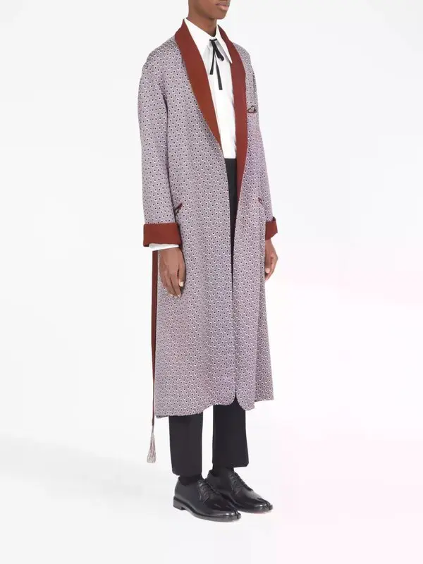 MAISON MARGIELA Geometric Pattern Fringed Coat