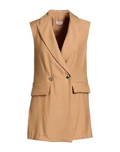 OLTRE Camel Double-breasted Sleeveless Blazer