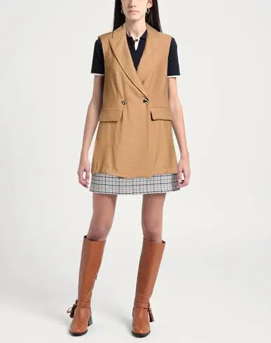 OLTRE Camel Double-breasted Sleeveless Blazer