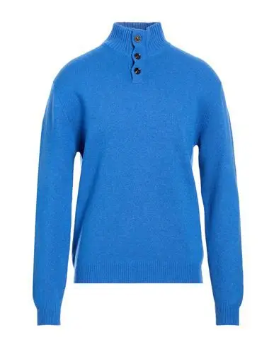 WOOL & CO Mélange Buttoned Neckline Sweater - Blue