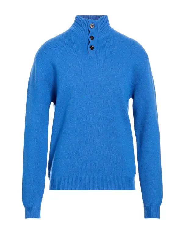 WOOL & CO Mélange Buttoned Neckline Sweater - Blue