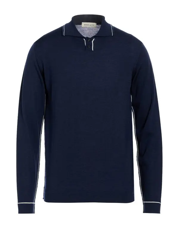 WOOL & CO Merino Wool Sweater With Buttoned Neckline
