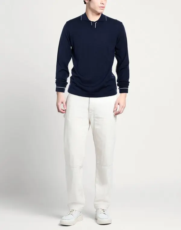 WOOL & CO Merino Wool Sweater With Buttoned Neckline