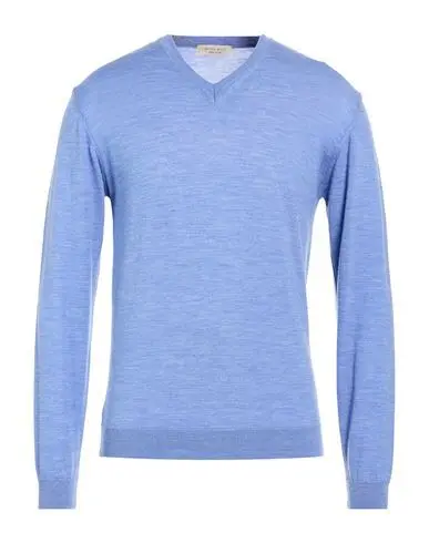 WOOL & CO Merino Wool V-neck Sweater - Light Blue