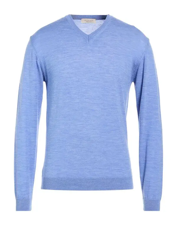 WOOL & CO Merino Wool V-neck Sweater - Light Blue