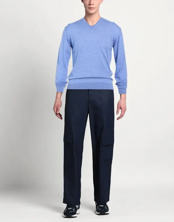 WOOL & CO Merino Wool V-neck Sweater - Light Blue