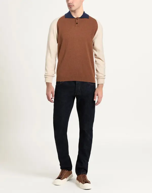 WOOL & CO Multicolor Buttoned Neckline Sweater