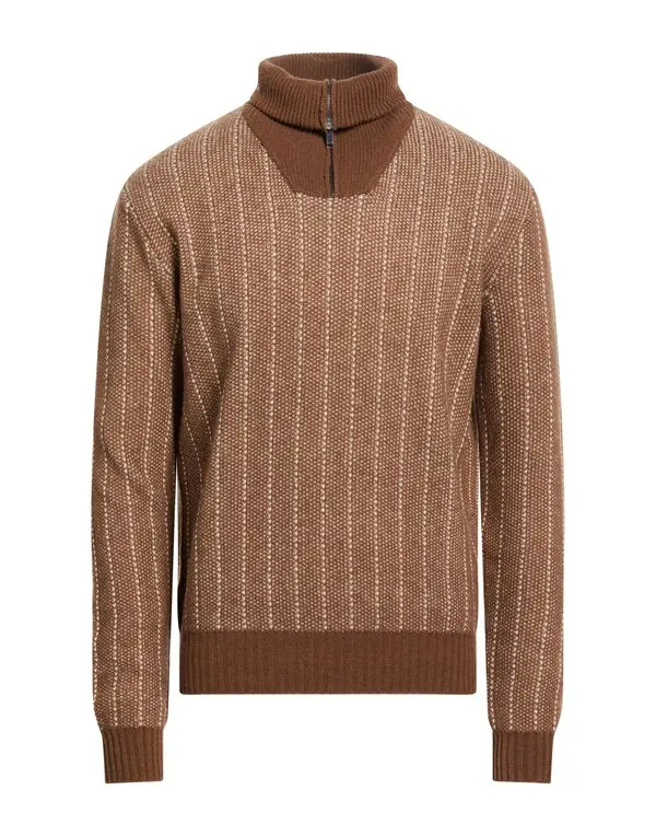 WOOL & CO Striped Half-zip Sweater