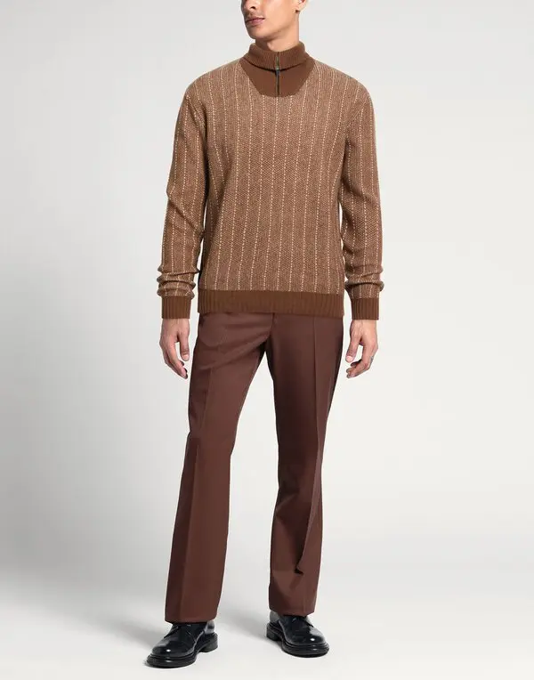 WOOL & CO Striped Half-zip Sweater