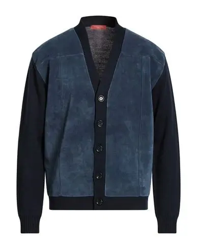 DANIELE FIESOLI Merino Wool And Polyamide Cardigan With Leather Accents