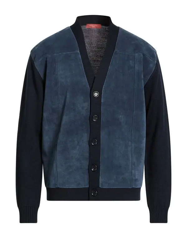 DANIELE FIESOLI Merino Wool And Polyamide Cardigan With Leather Accents