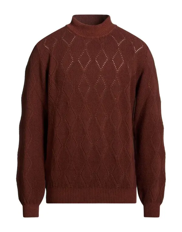 WOOL & CO Chocolate Merino Wool Turtleneck Sweater