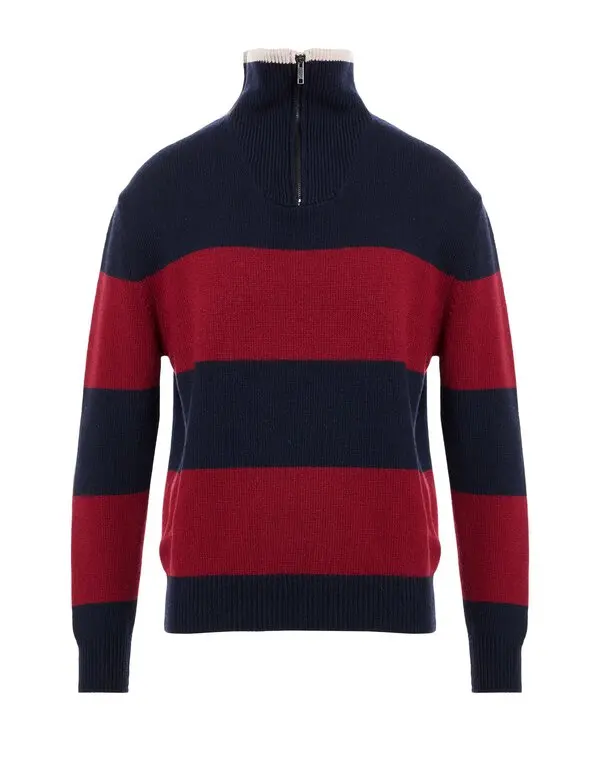 DANIELE FIESOLI Striped Merino Wool And Polyamide Half-zip Pullover
