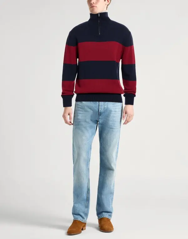 DANIELE FIESOLI Striped Merino Wool And Polyamide Half-zip Pullover