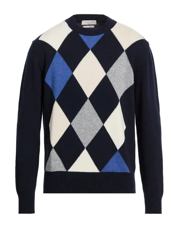 WOOL & CO Virgin Wool Geometric Print Crewneck Sweater