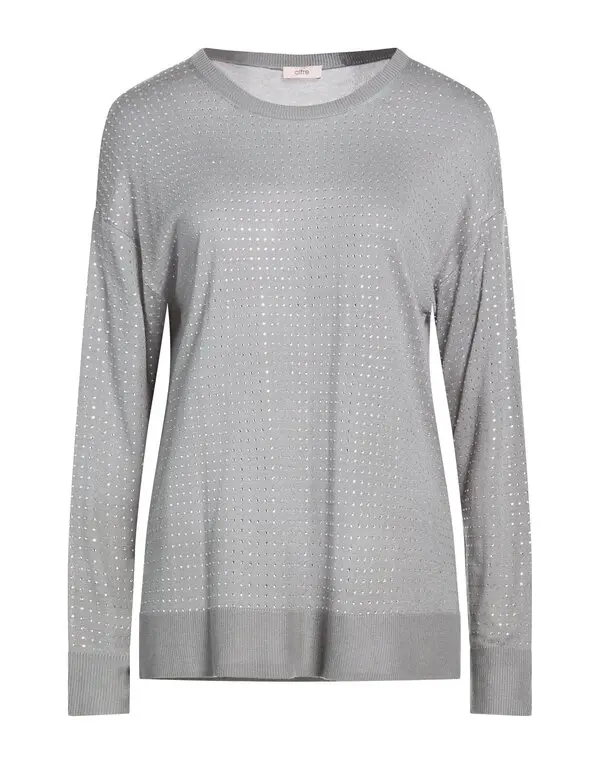 OLTRE Crewneck Long Sleeve Sweater With Crystal Appliqués