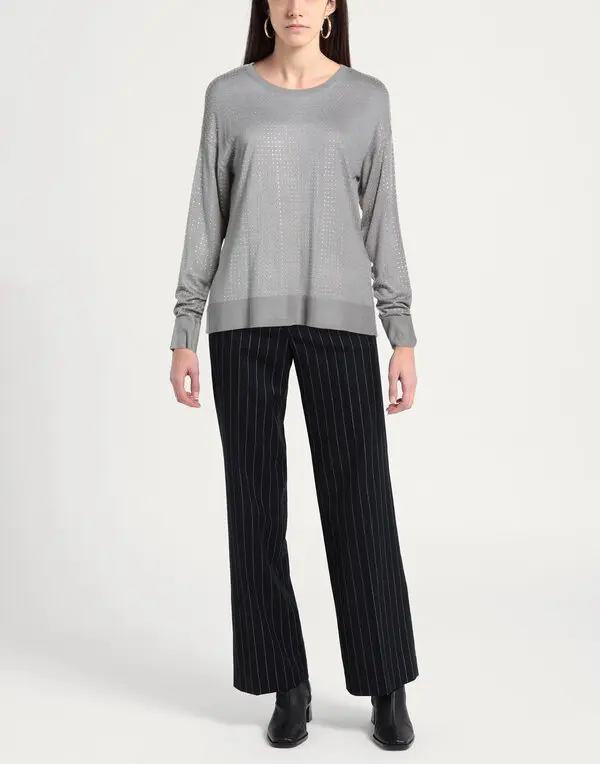 OLTRE Crewneck Long Sleeve Sweater With Crystal Appliqués