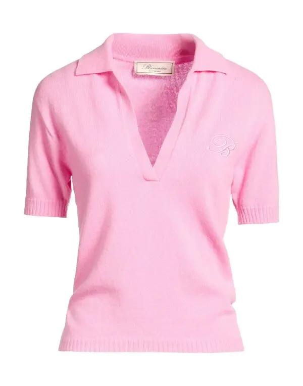 Blumarine Cashmere Camp Collar Sweater - Pink