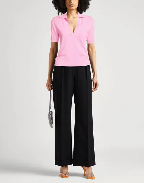 Blumarine Cashmere Camp Collar Sweater - Pink